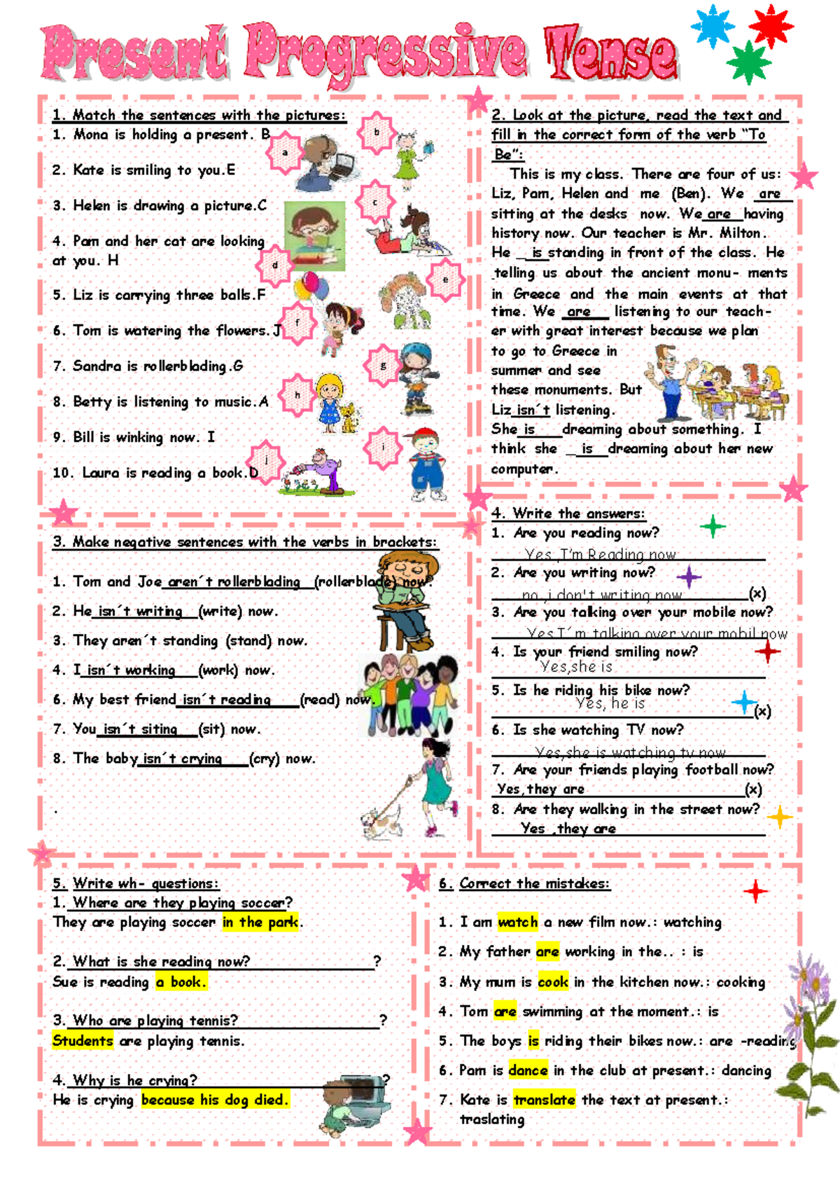 Present Progressive: Interactive Exercises and Verb Form Practice - Studocu