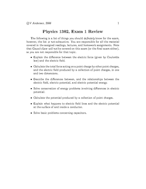 PHYS 1302 Complete Equation Sheet for Mechanics and Waves - Studocu