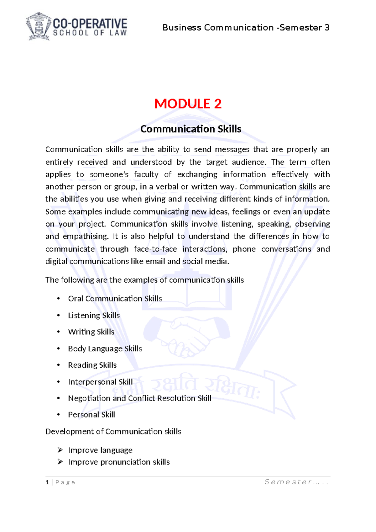 Business Com.Module-2 - MODULE 2 Communication Skills Communication ...