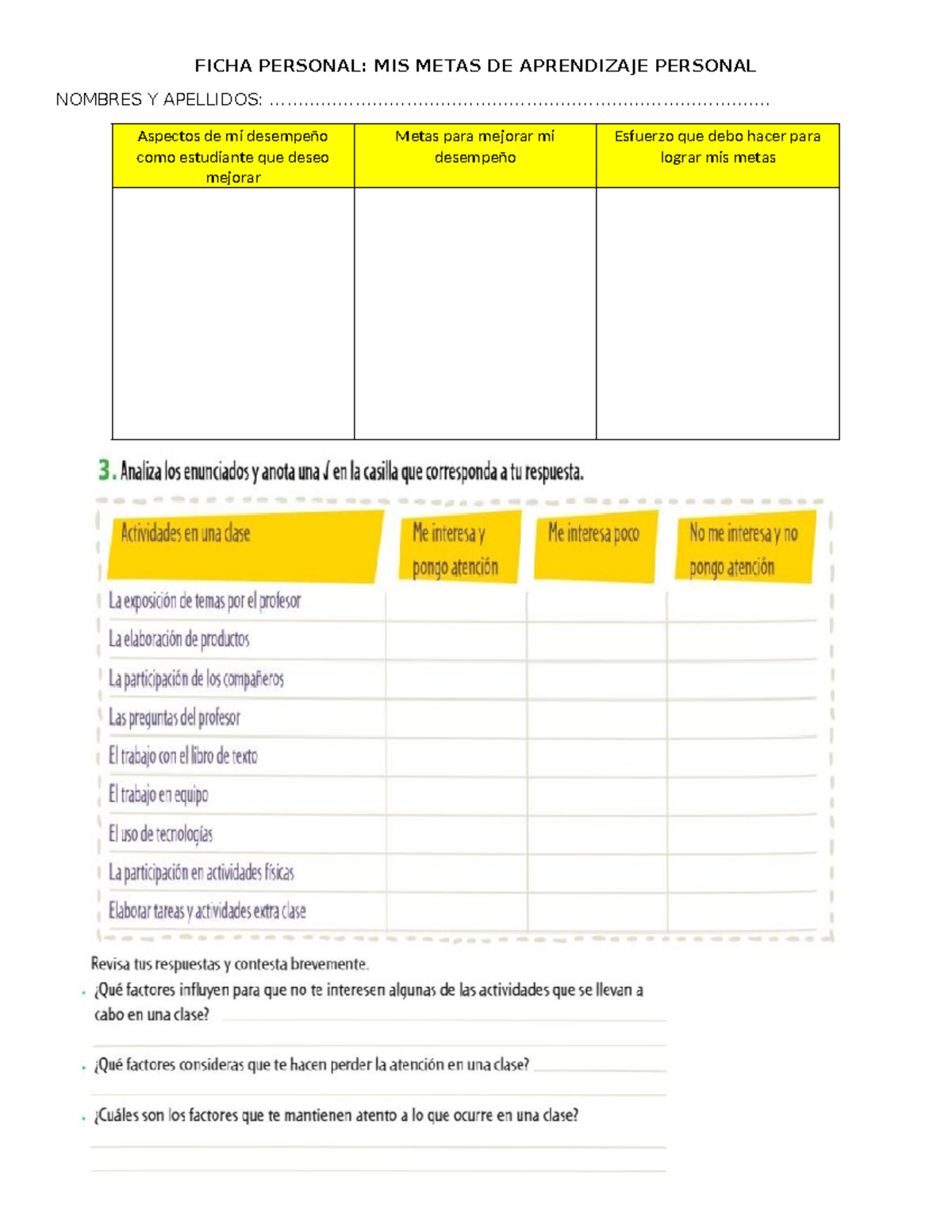Ficha Personal- MI Aprendizaje - educacion secundaria - FICHA PERSONAL ...