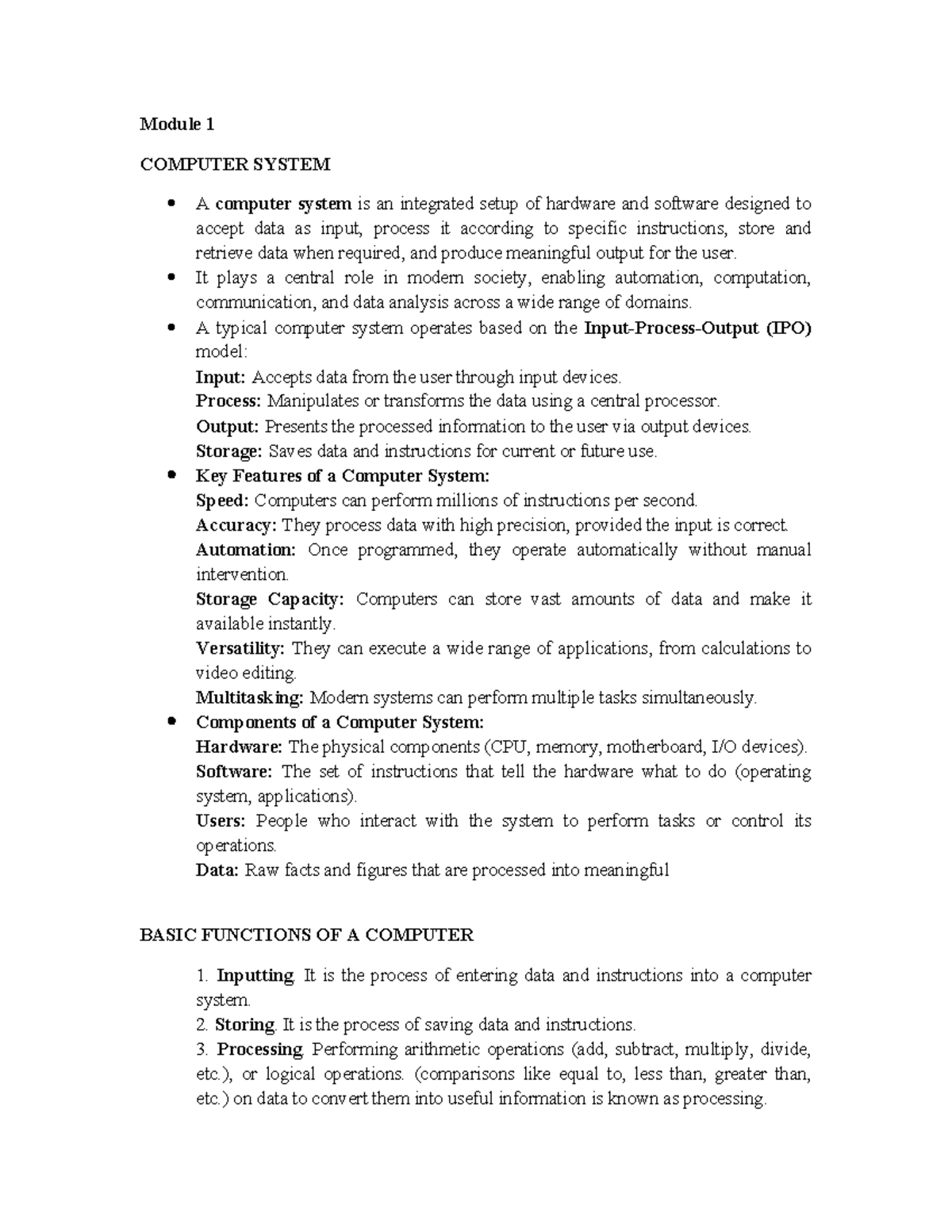 Module 1: Computer Organization Overview for BSc Data Science - Studocu