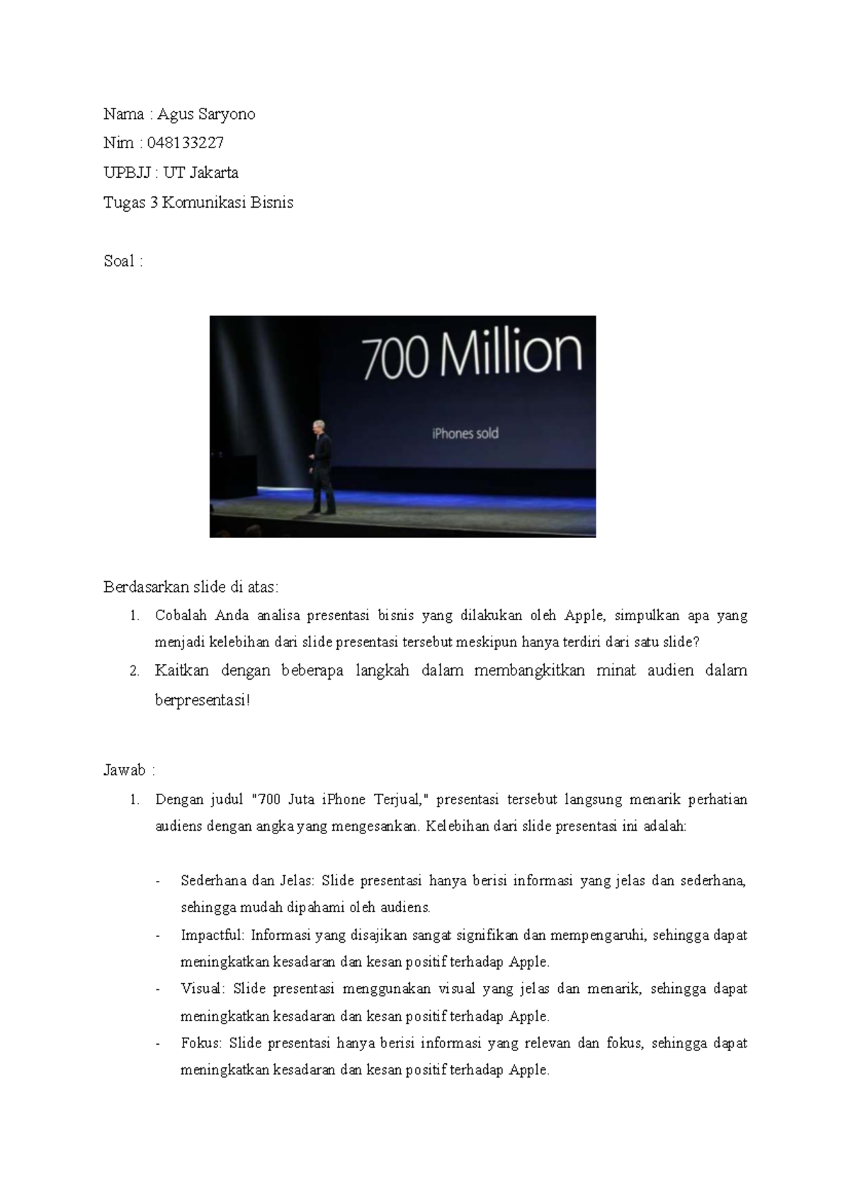 Tugas 3: Analisis Presentasi Bisnis Apple - EKMA4159 - Studocu