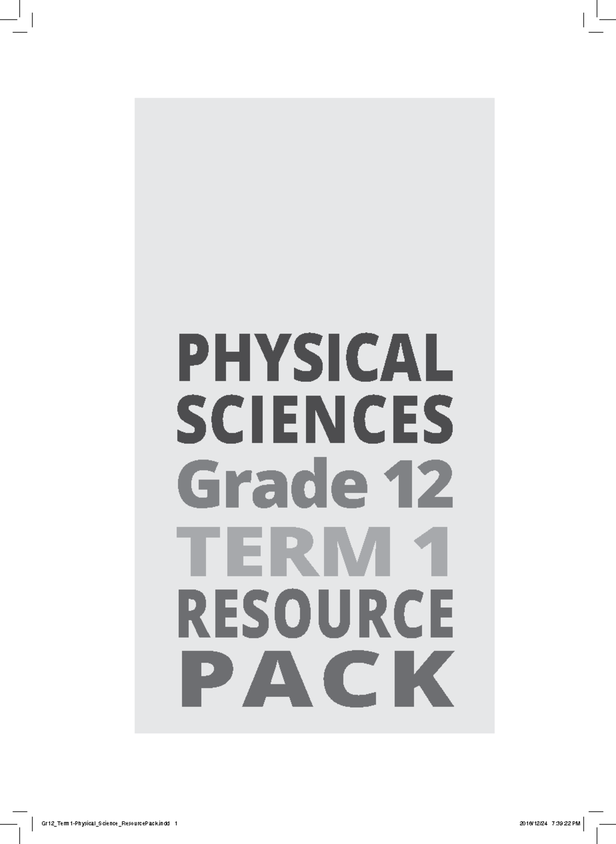 Grade 12 Physical Sciences Term 1 2019 Resource Pack - Studocu
