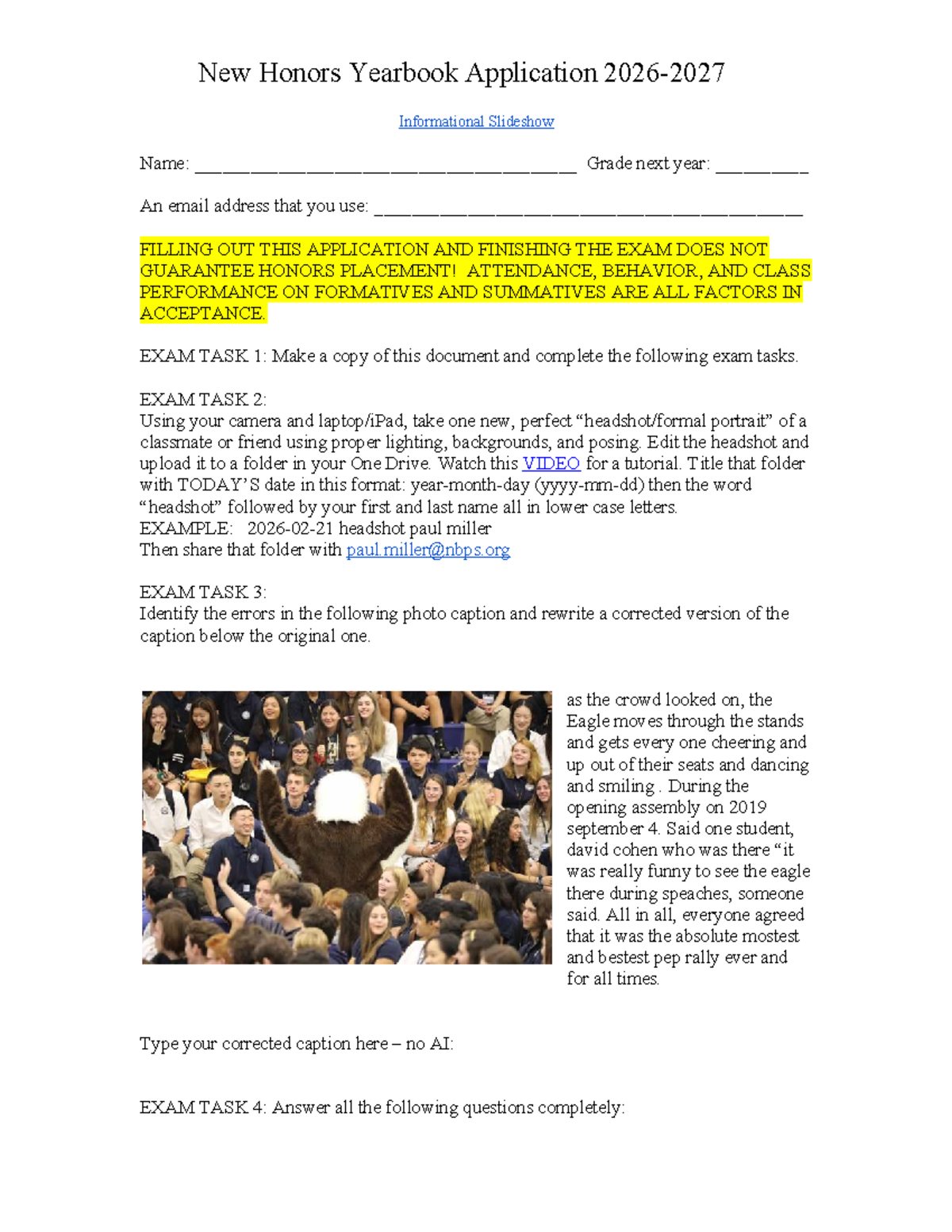 2024-2025 Honors Yearbook Application Guide and Tasks - Studocu