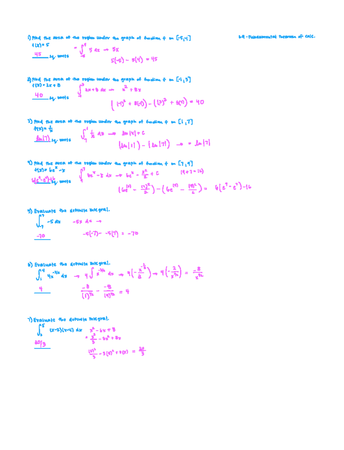 6.4 Summary of the Fundamental Theorem of Calculus - Studocu