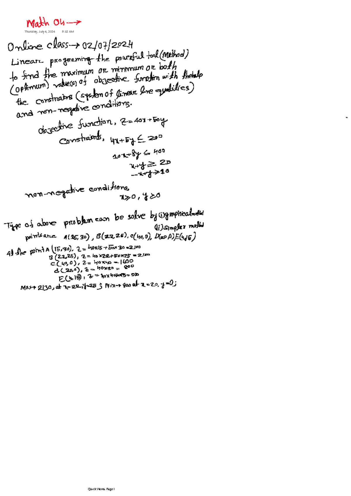 Math 301: Using Graphics for Linear Programming Techniques - Studocu