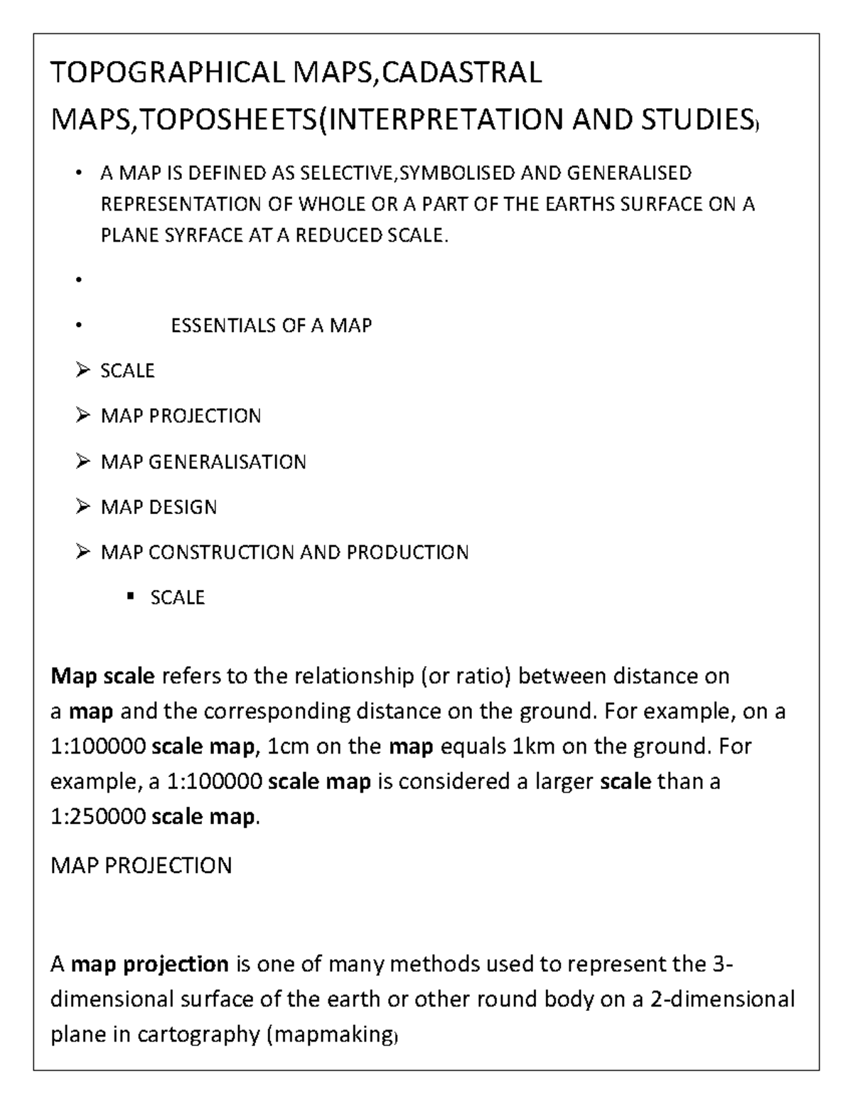 Cadastral and Topographical Maps: Interpretation and Applications - Studocu