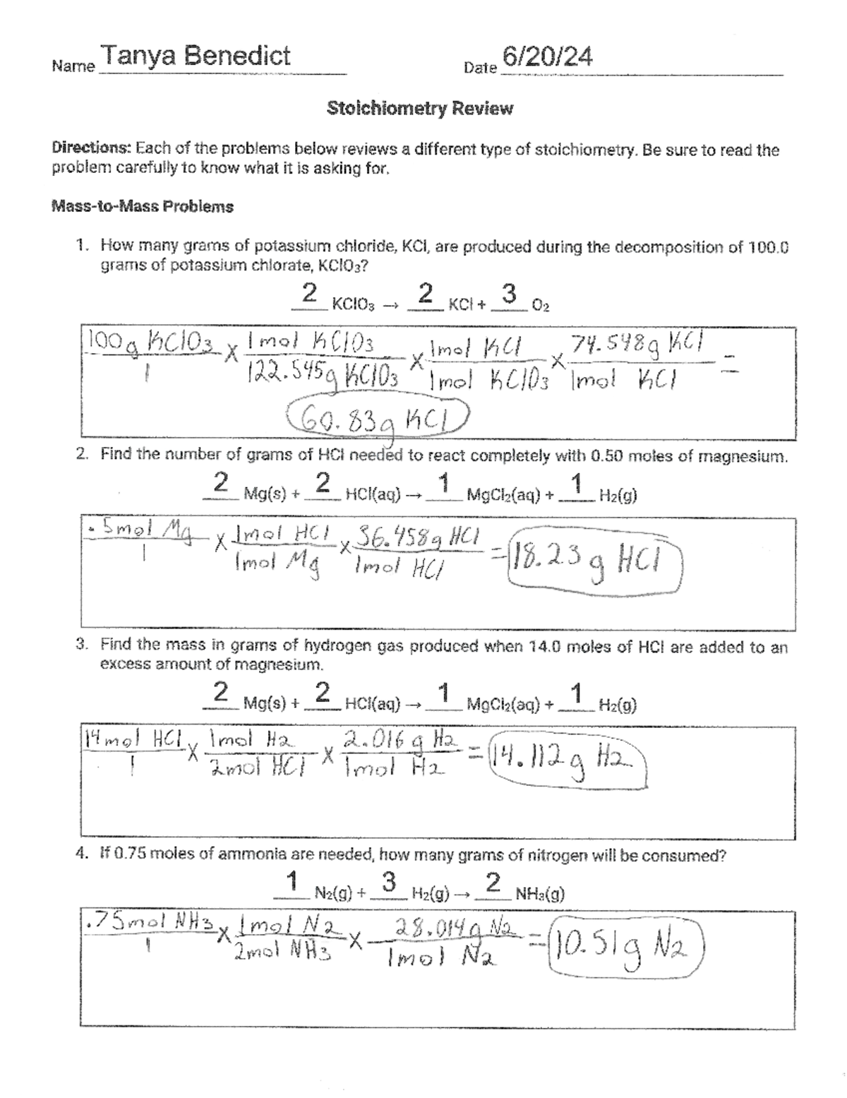 Stoichiometry Review & Practice Problems - CHM 101 - Studocu