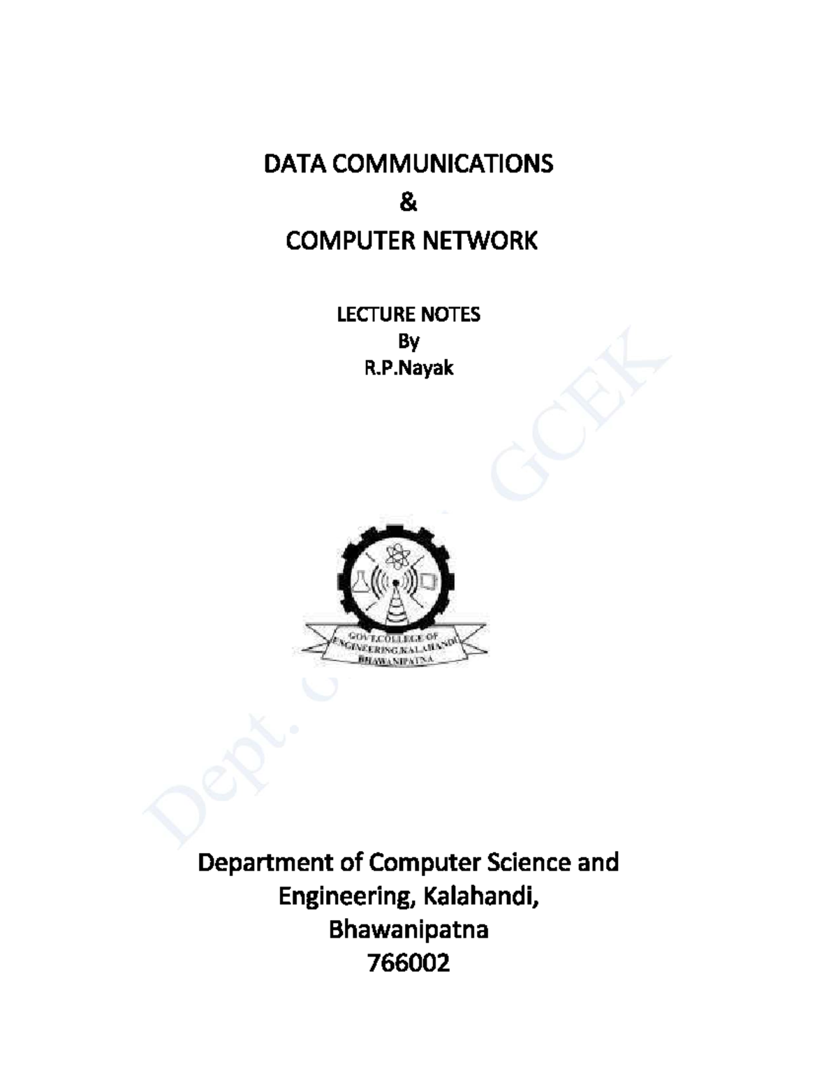 Computer Networks - DATA COMMUNICATIONS COMPUTER NETWORK LECTURE NOTES ...
