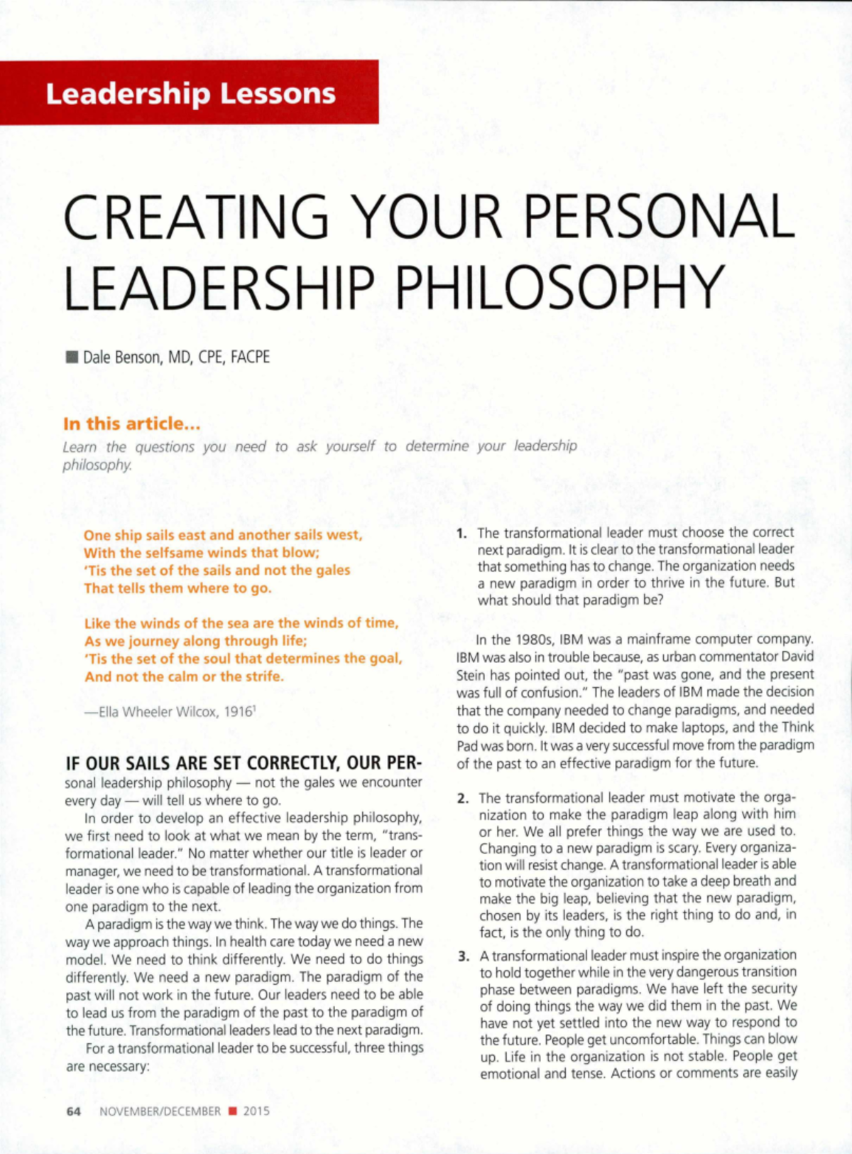 Creating Your Personal Leadership Philosophy: Key Insights - Studocu