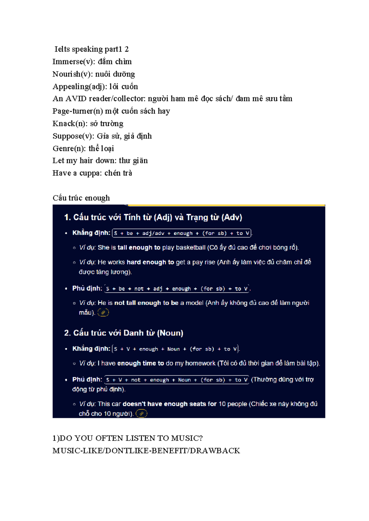 IELTS Speaking Part 1 & 2 Vocabulary and Tips - Studocu