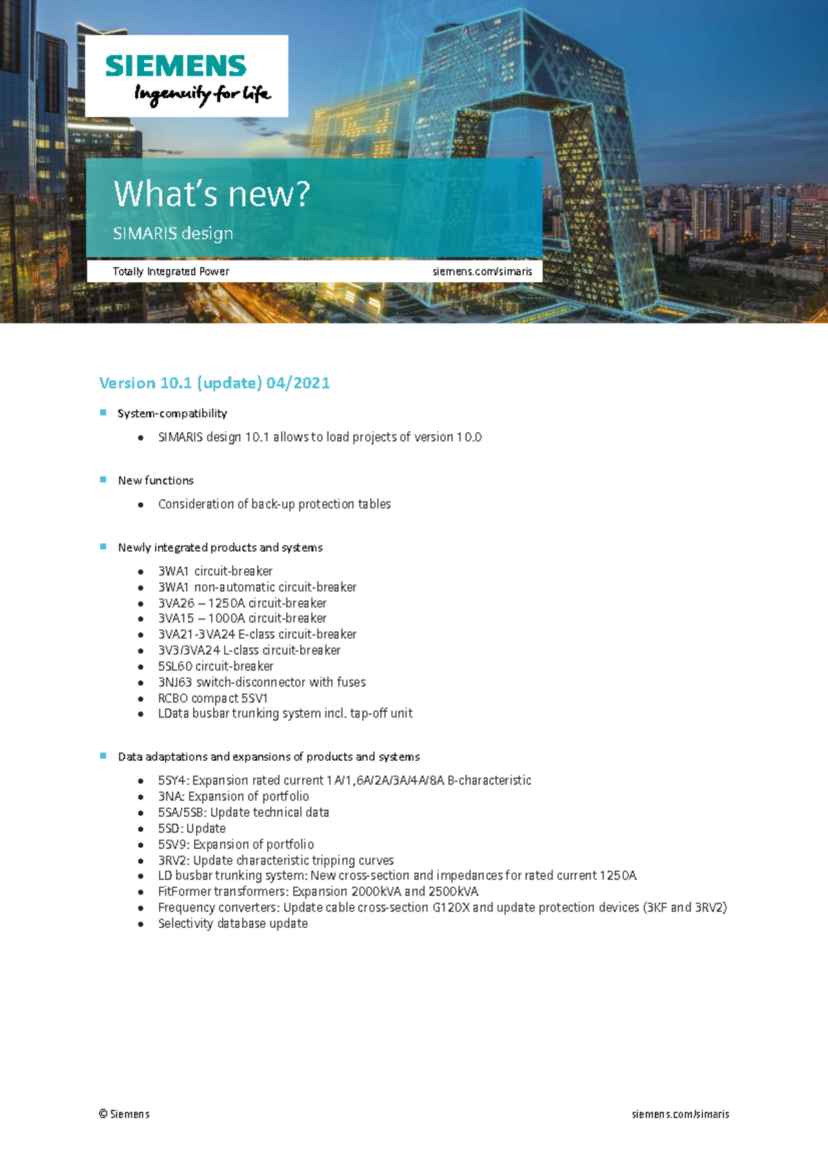 Whatsnew Simaris Design Vers 10.1 Abr-21 - © Siemens siemens/simaris ...