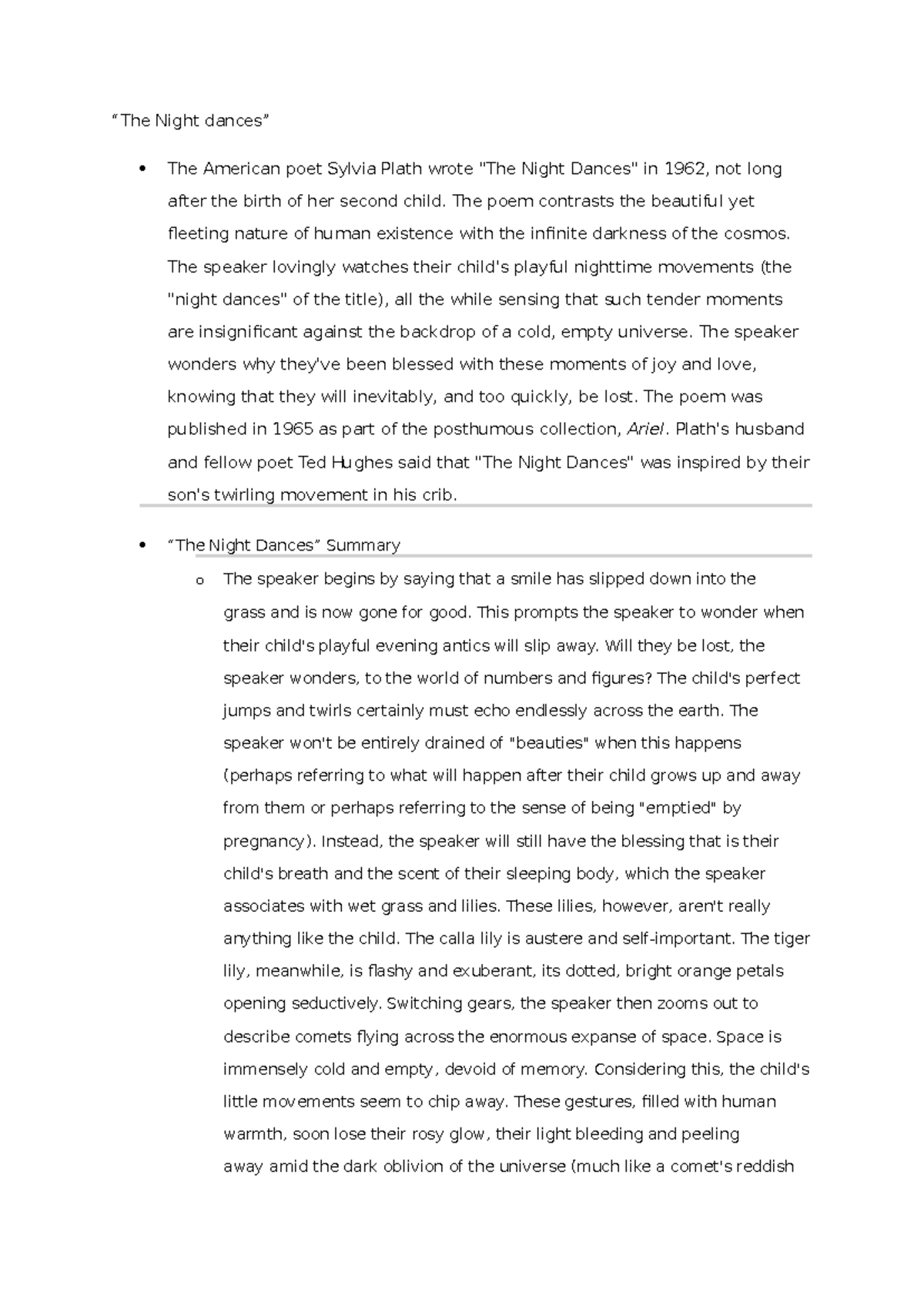 The Night dances - sylvia plath - “The Night dances” The American poet ...