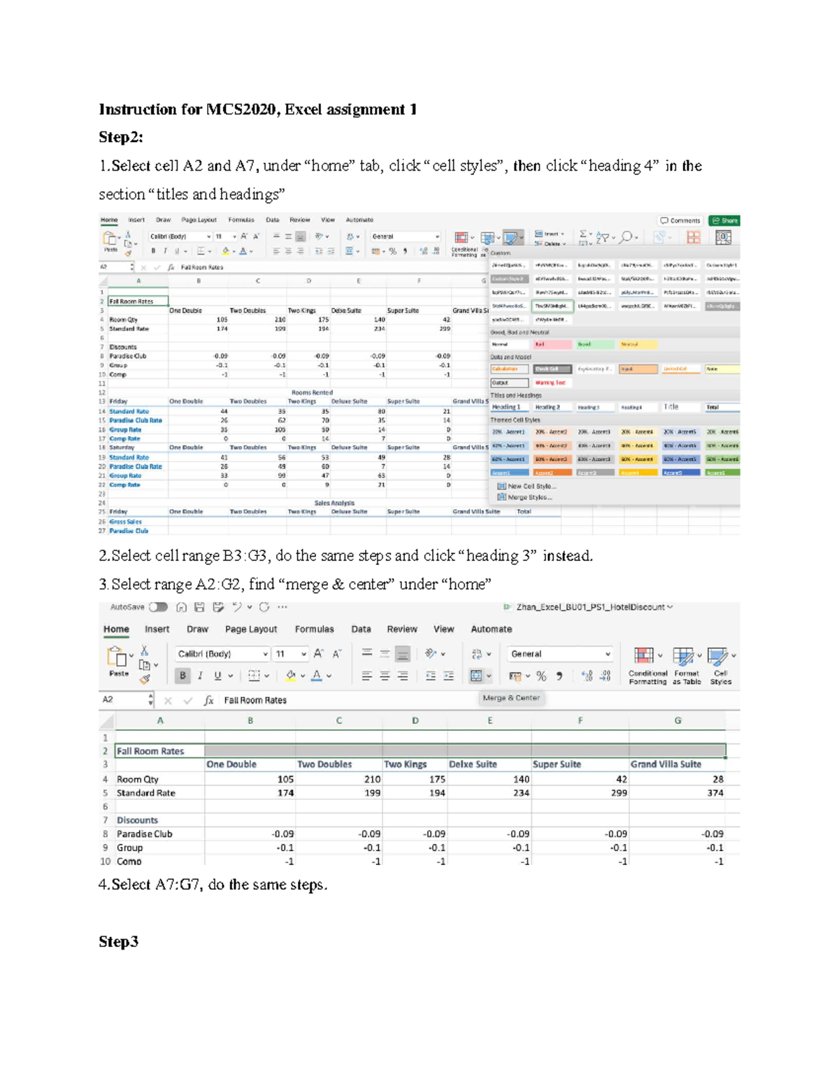 Excel Assignment 1 (MCS2020): Detailed Step-by-Step Instructions - Studocu