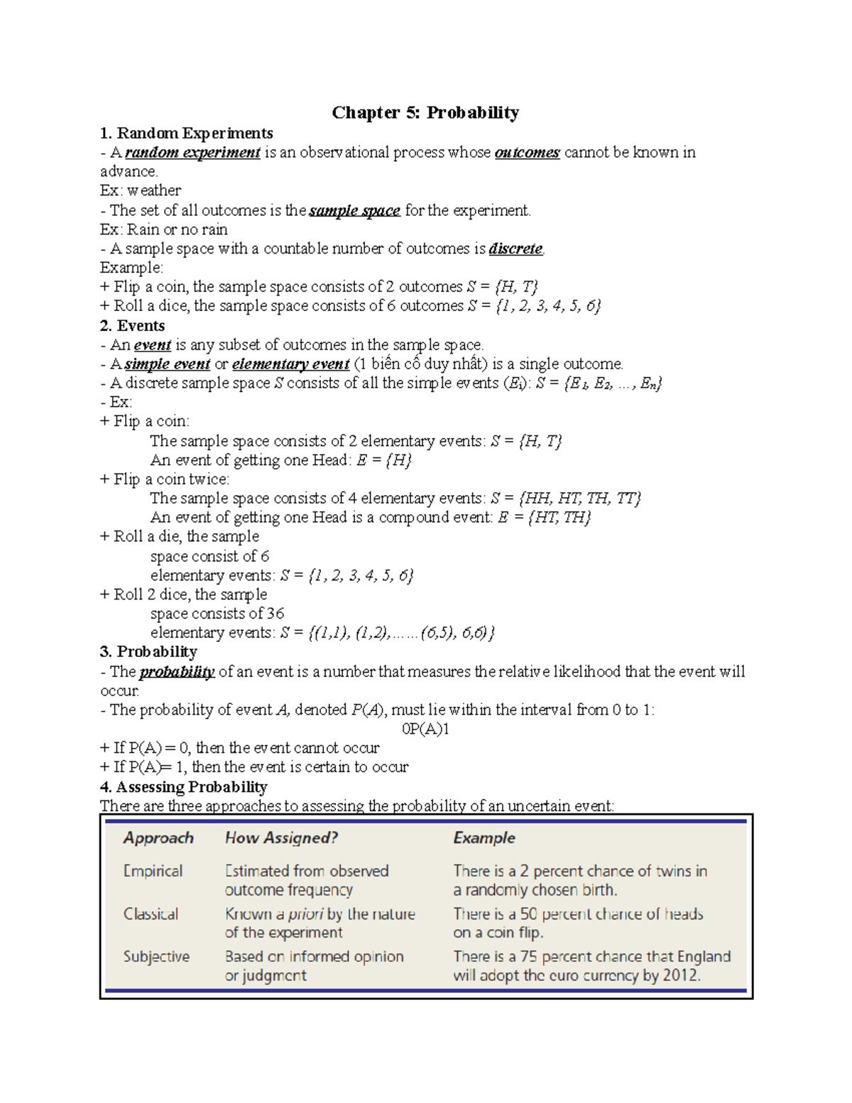 Chapter 5 (SB) - Notes - Chapter 5: Probability Random Experiments A ...