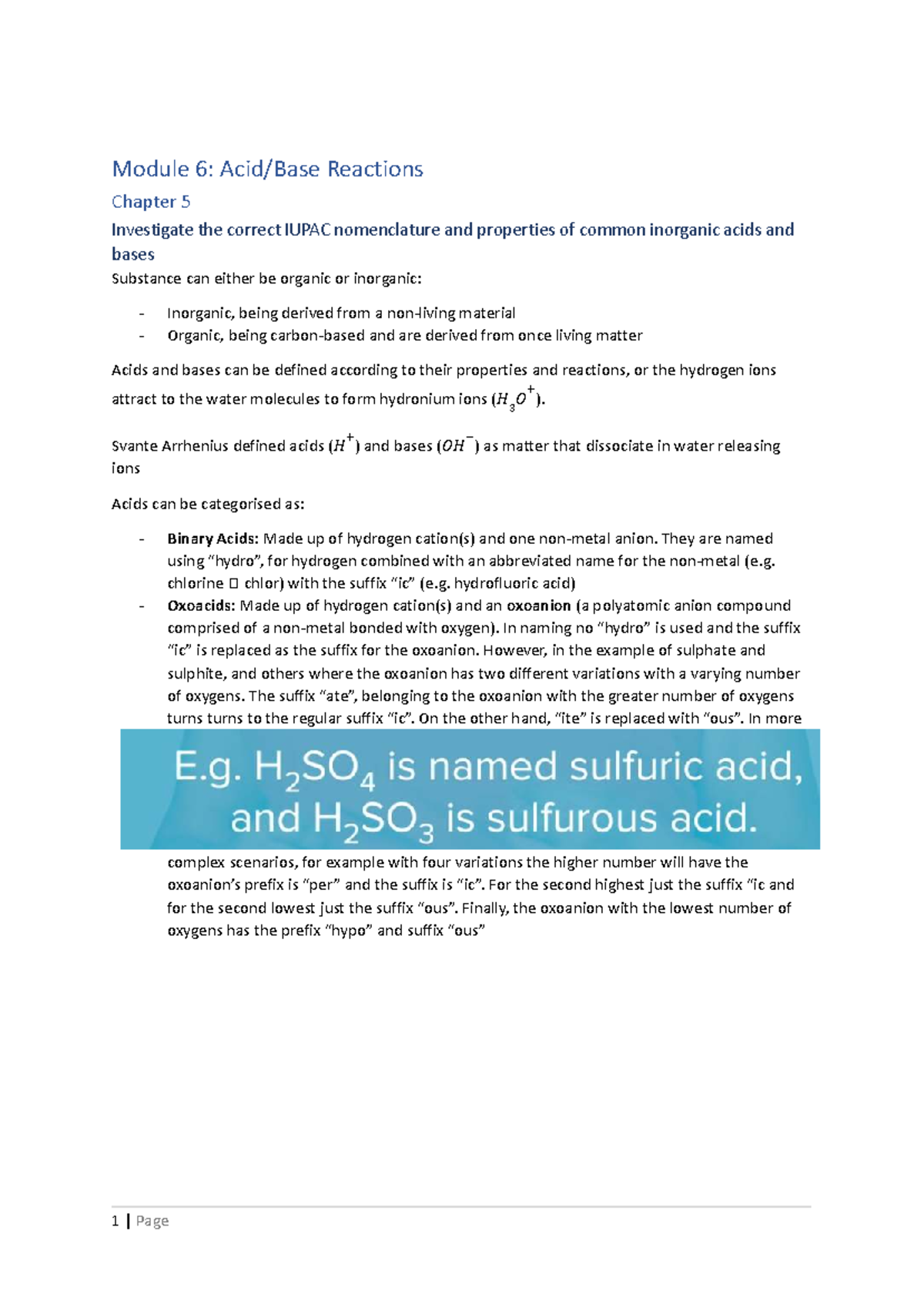 Module 6: Inorganic Acids and Bases - IUPAC Nomenclature & Properties ...