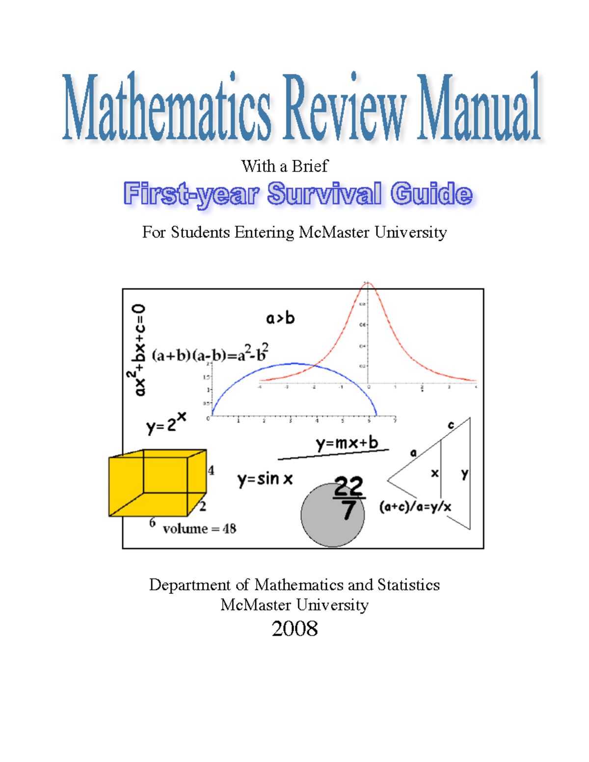 Math Review Manual for Incoming Students - MATH 101 Preparation Guide ...