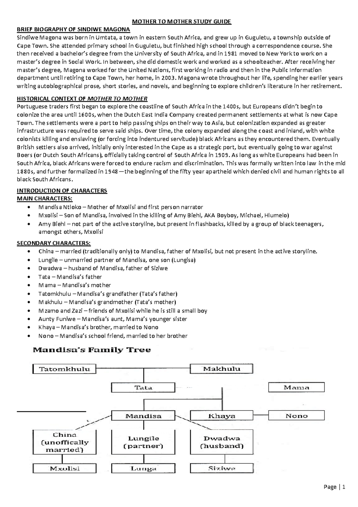 Mother to Mother Study Guide V2: Insights & Analysis of Characters and ...