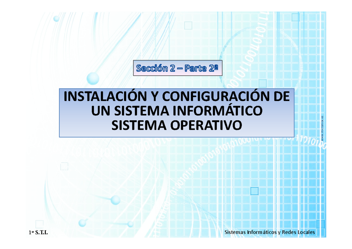 Instalacion y configuracion de un sistema informatico sistema operativo ...