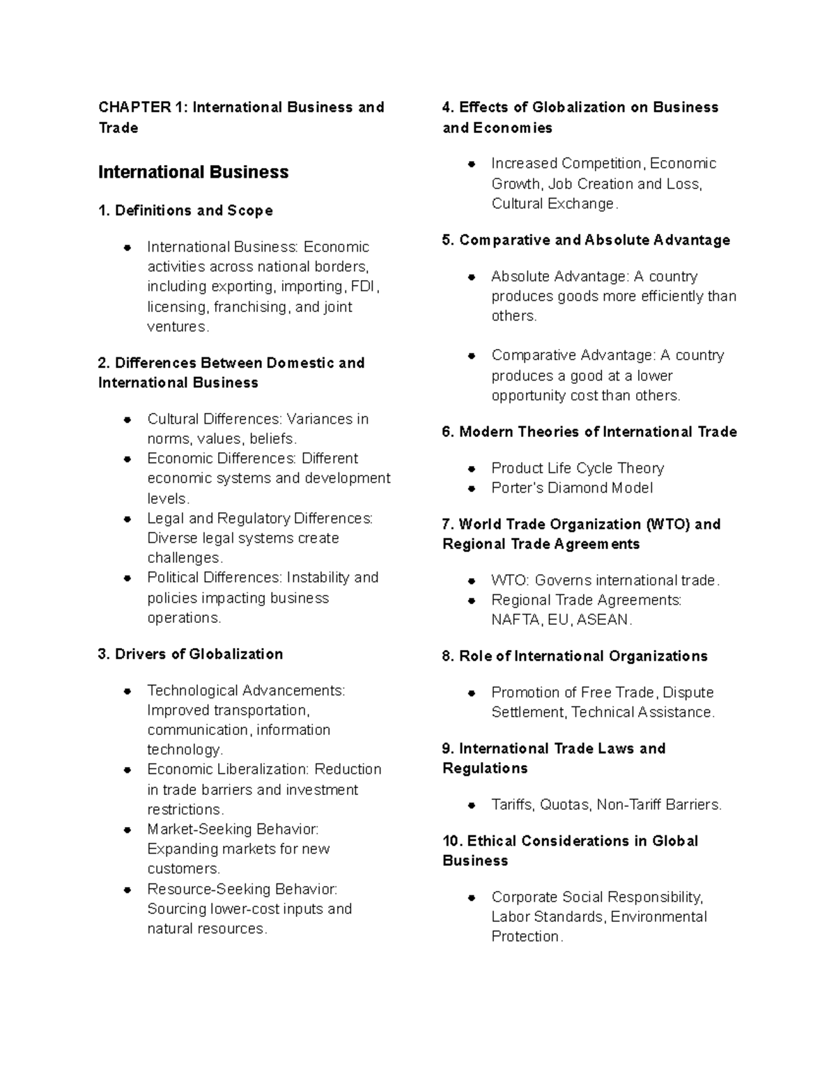 IBT- Chapter 1 Review - International Business & Trade Insights - Studocu