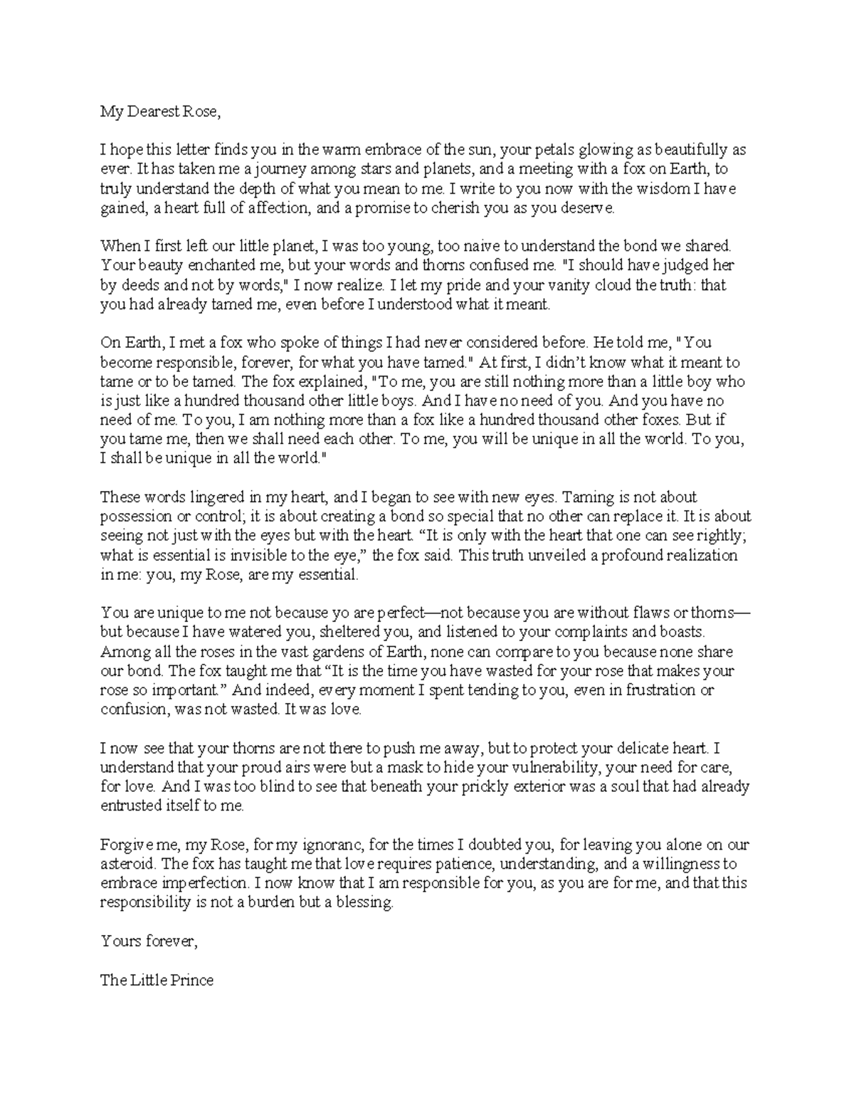 Engletter - The little rose - My Dearest Rose, I hope this letter finds ...