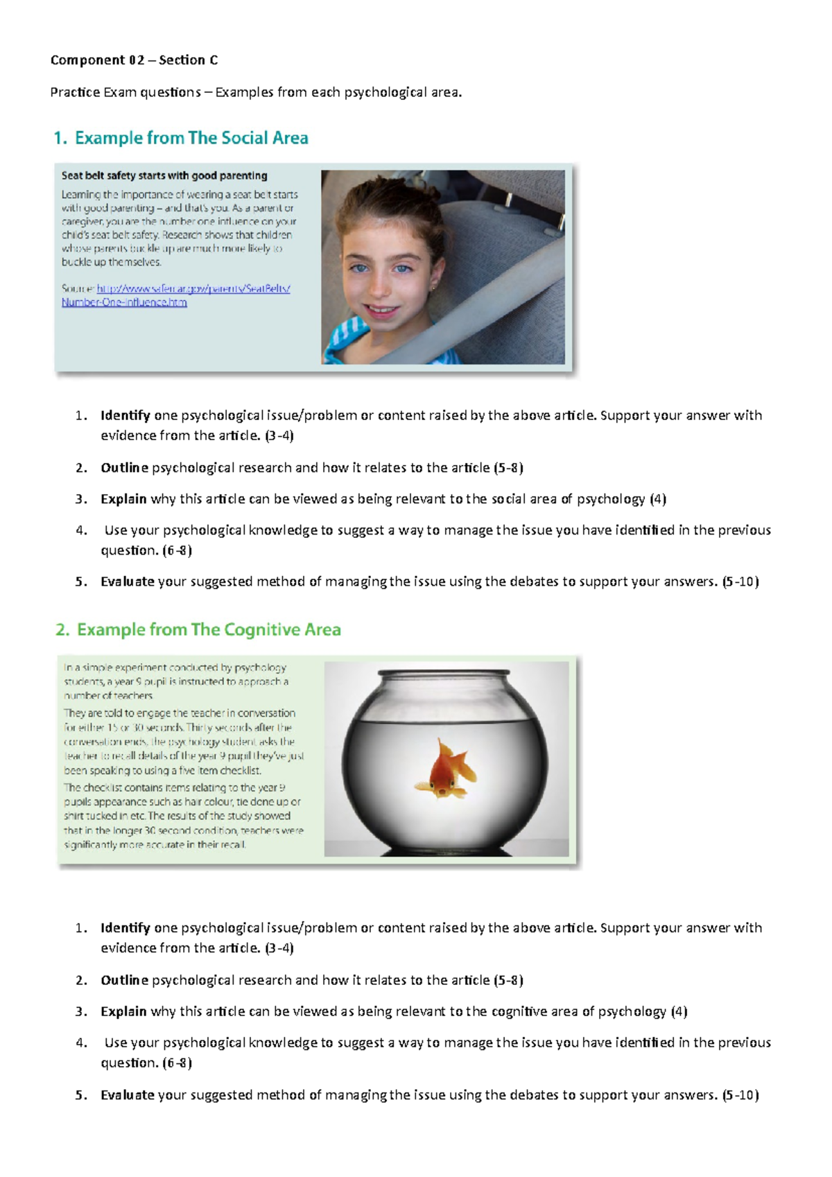 Section c area example questions - Component 02 – Section C Practice ...