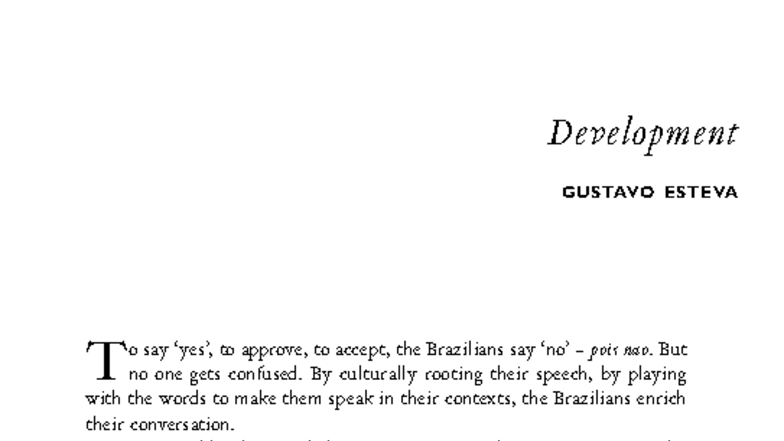 The Development Dictionary: Unpacking the Concept of Development - Studocu