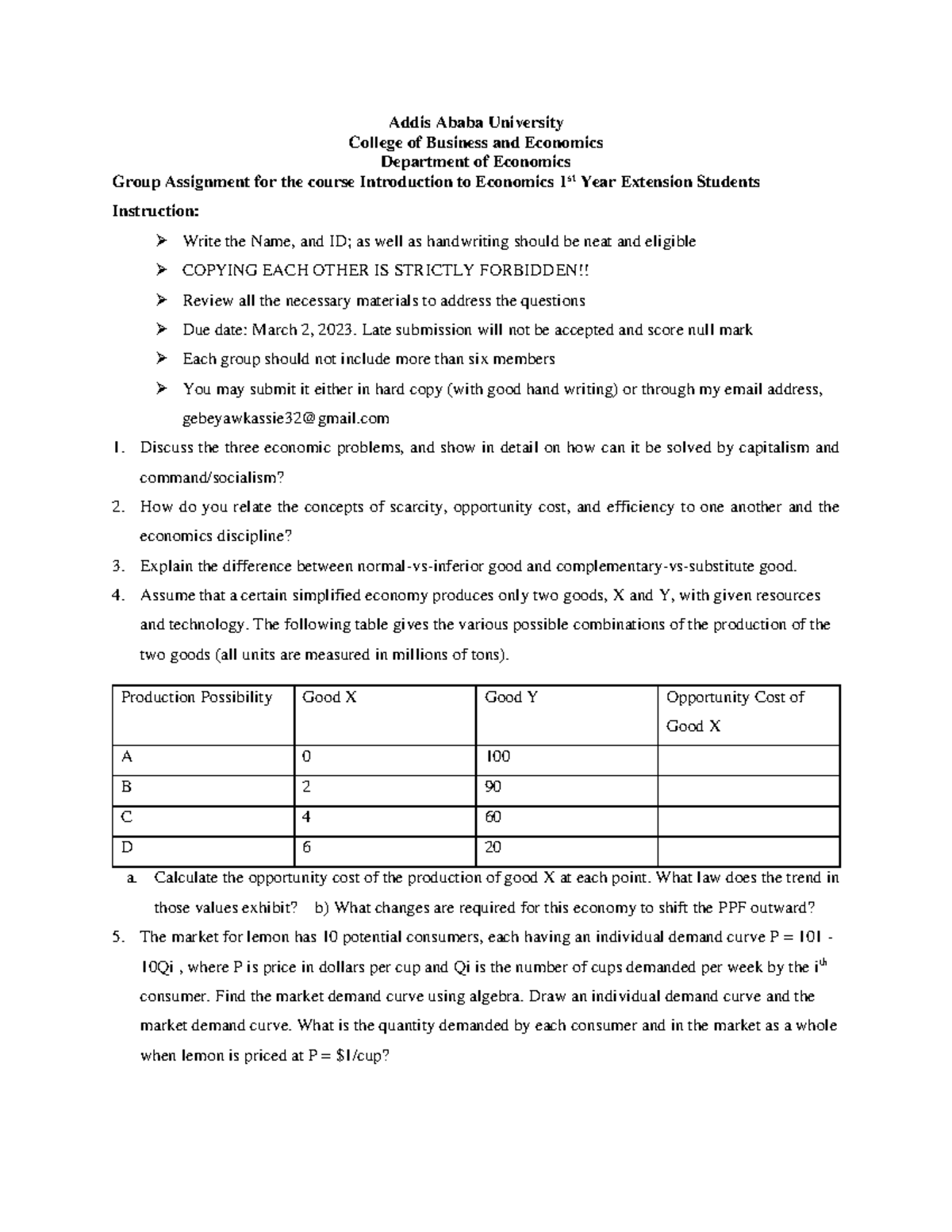 Group Assignment: Econ 1011 - Introduction to Economics (1st Year) - Studocu