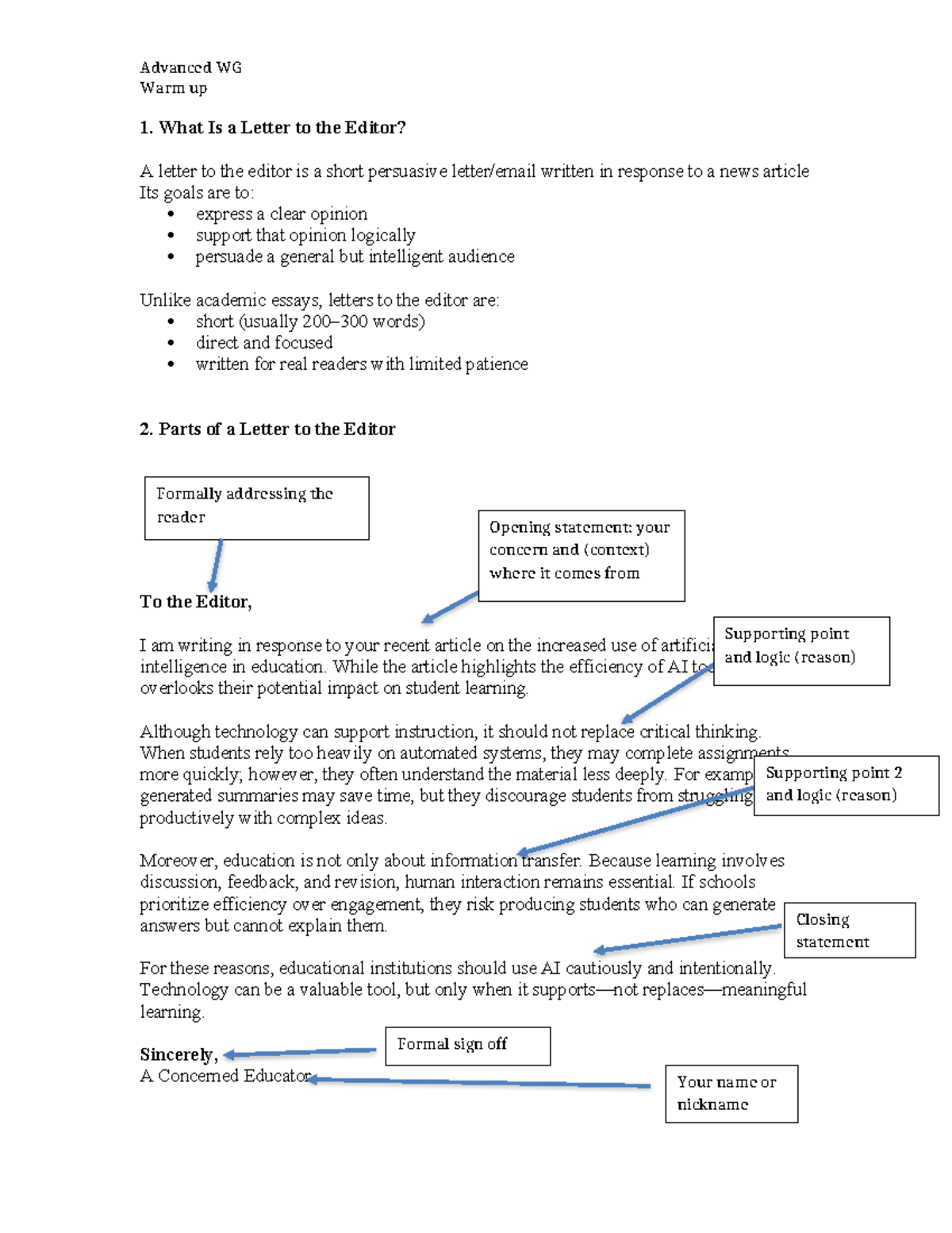 WGLetter to the Editor - Op-Ed Writing Guide - Studocu