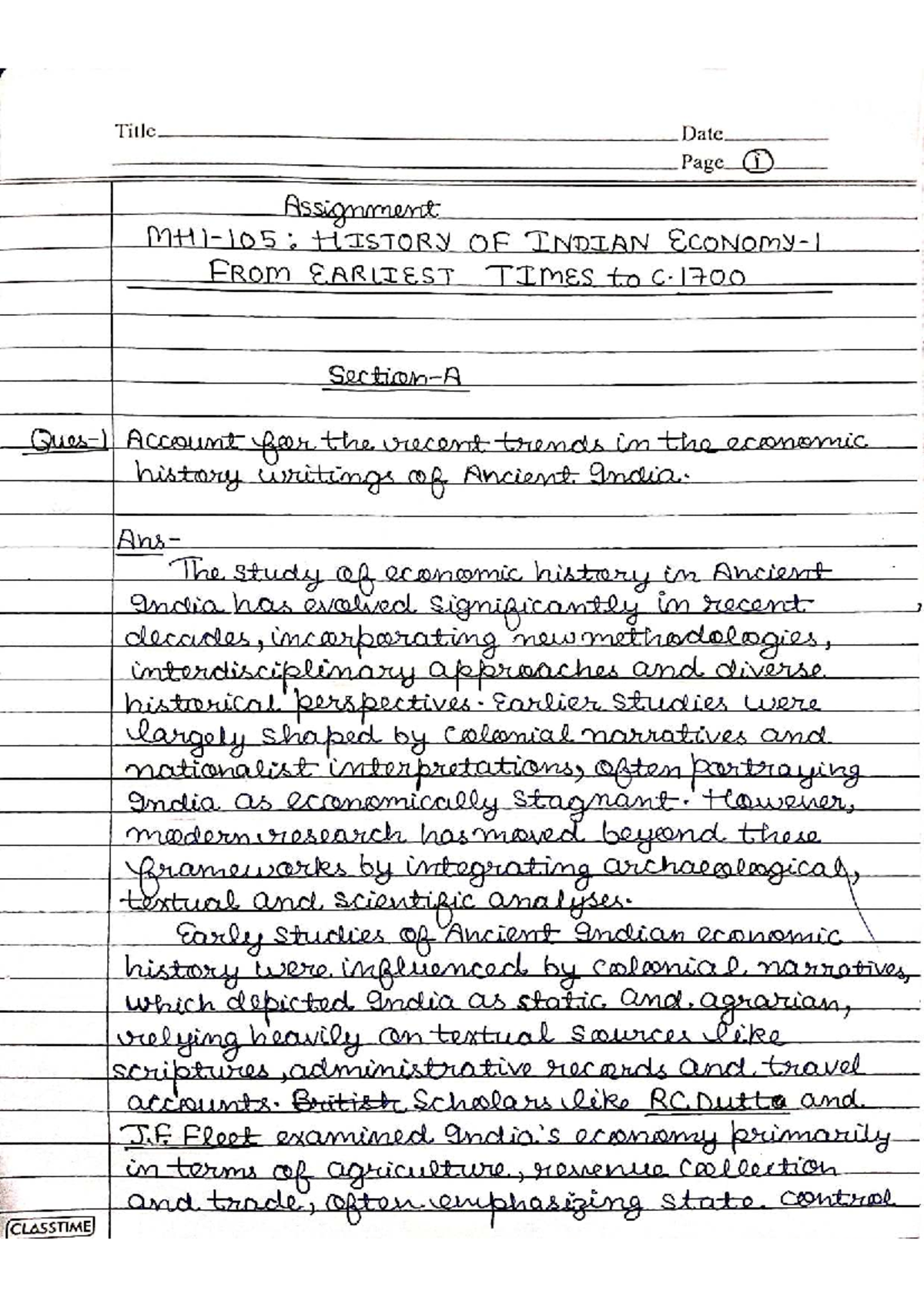 MAHI 105 - Assignment: Economic History of Ancient India and the Silk ...