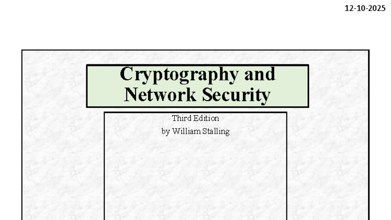 Cryptography and Network Security (CS 101) - Key Management & ECC - Studocu