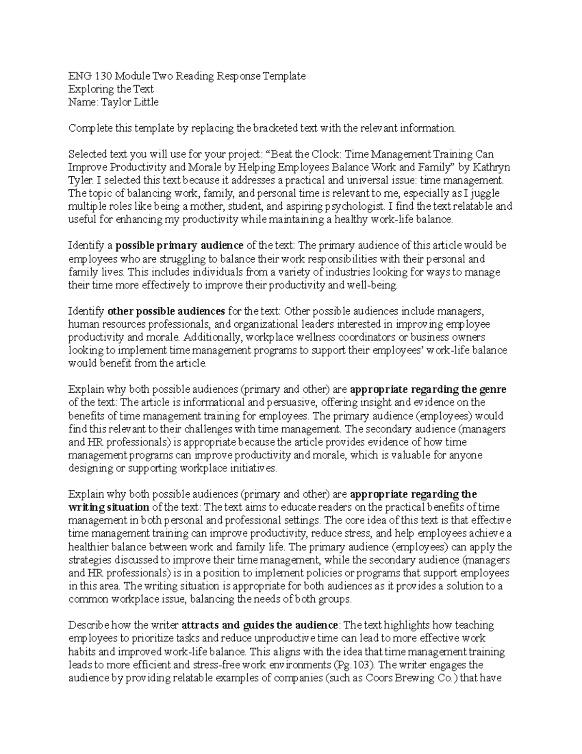 ENG 2-1 Reading Response - ENG 130 Module Two Reading Response Template ...