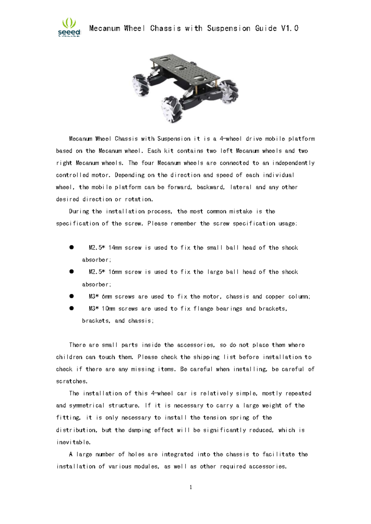Mecanum Wheel Chassis with Suspension Guide EN V1.0 - Studocu