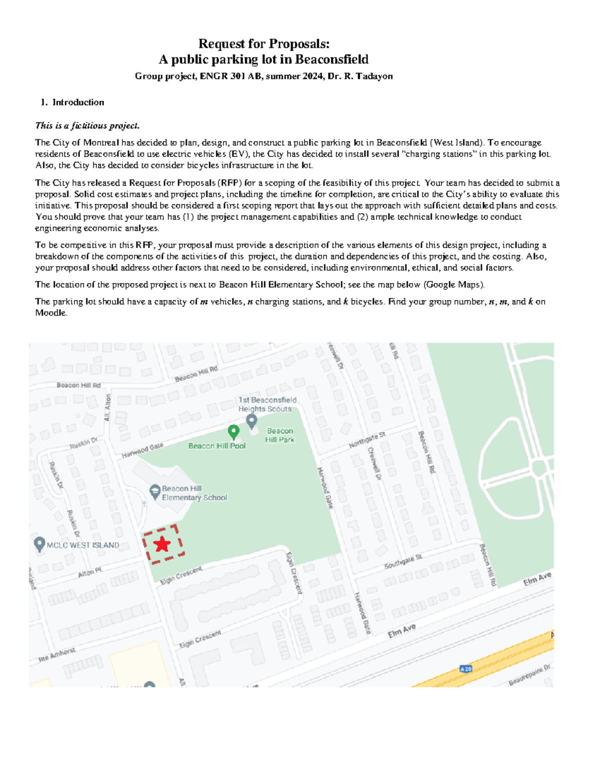 Proposal Overview for Public Parking Lot Project - ENGR 301 AB - Studocu