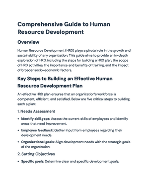 [Solved] Based on the fictitious scenario above as the Human Resource - Human Resource ...