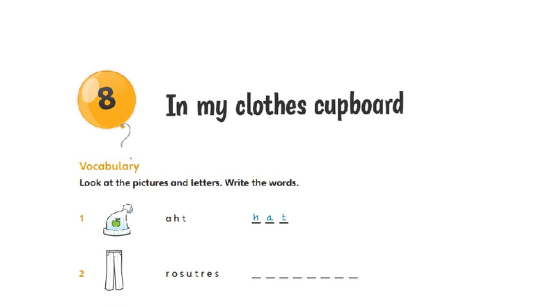 UNIT 8 - IN MY CLOTHES CUPBOARD Vocabulary & Grammar Notes - Studocu