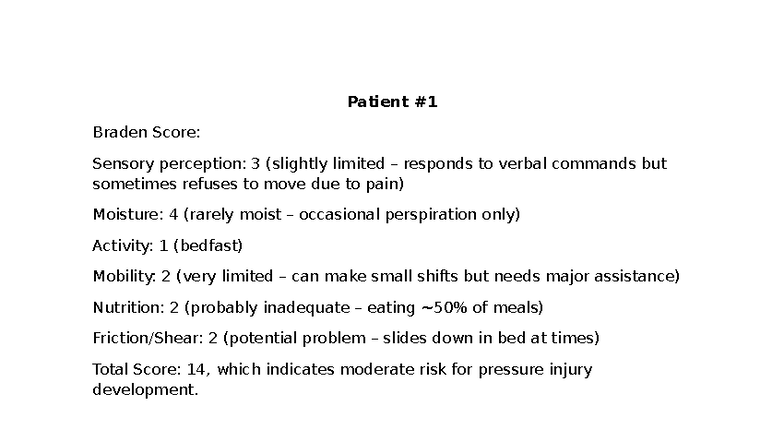 Braden Score Assessment & Nursing Interventions: Patient Scenarios ...