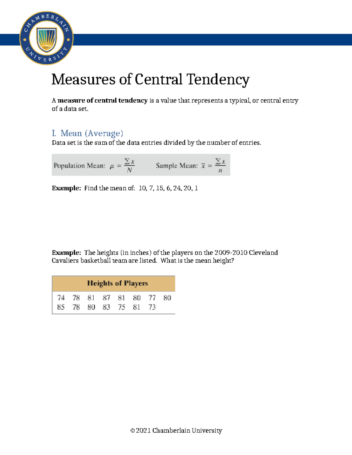 MATH Final Exam Notes on Measures of Central Tendency & Deviation - Studocu