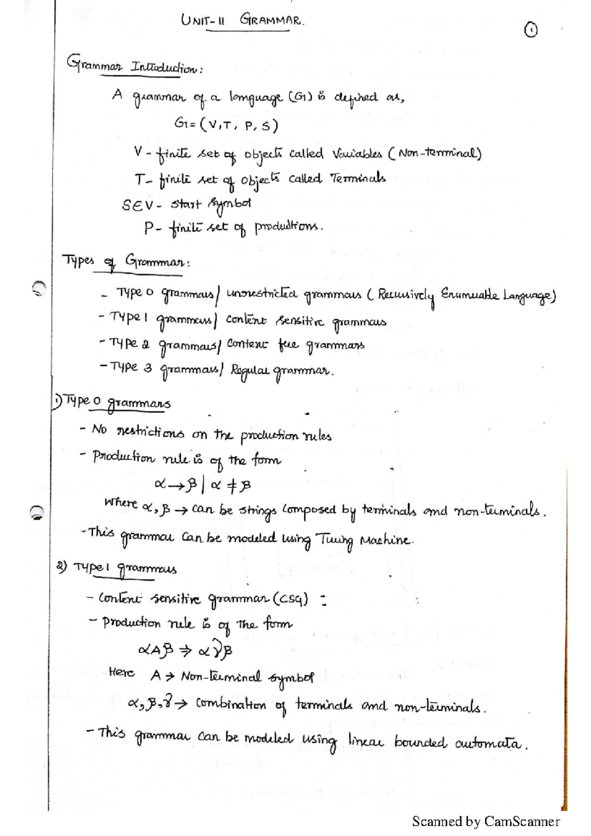 FLA Unit-2: Grammar Types and Derivations Notes - Studocu
