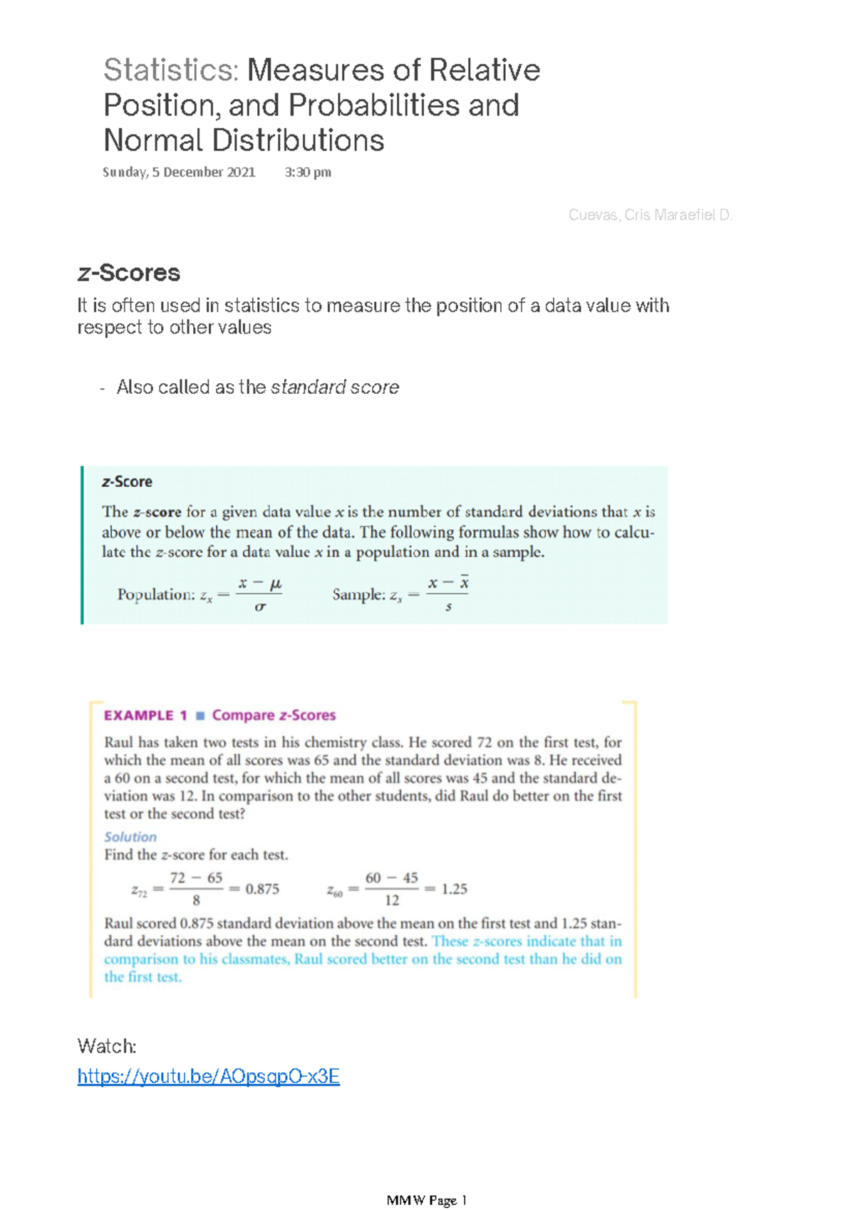 Statistics 101: Measures of Relative Position & Normal Distribution ...