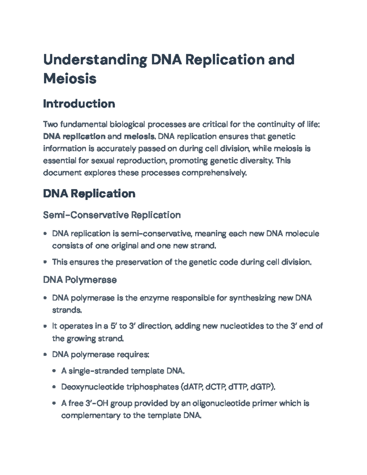 Understanding DNA Replication and Meiosis Processes in Genetics ...