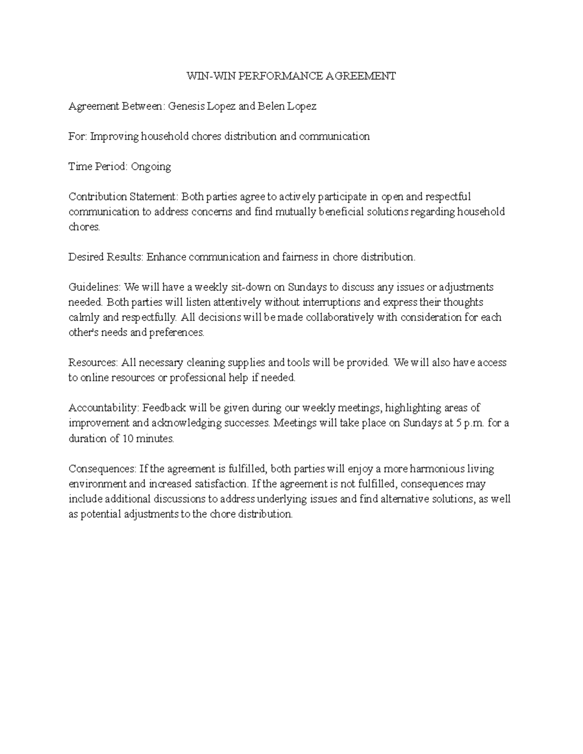 GEN 101 - Mini Paper #4: Win-Win Performance Agreement Analysis - Studocu