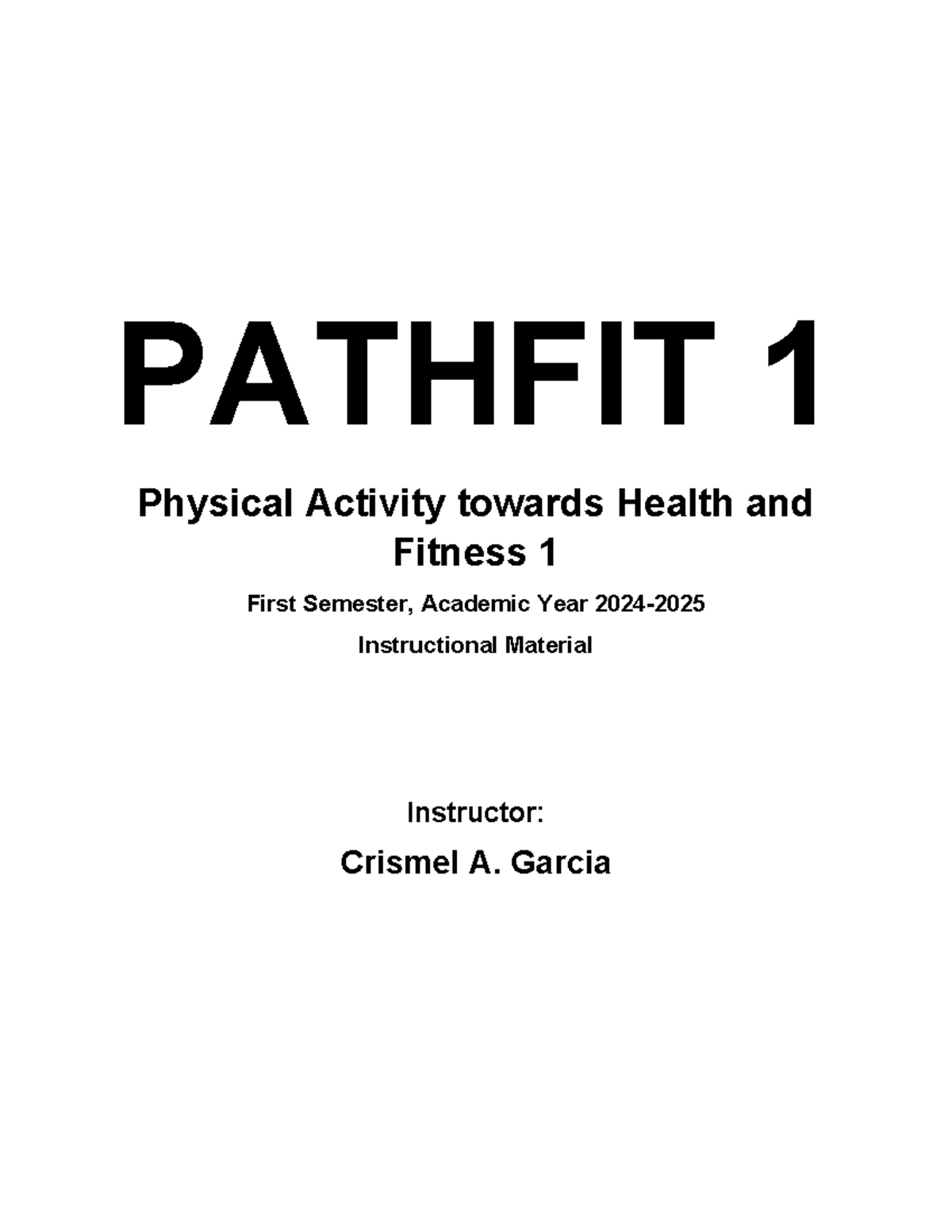 PATHFIT 1: Instructional Materials for Physical Fitness and Wellness ...
