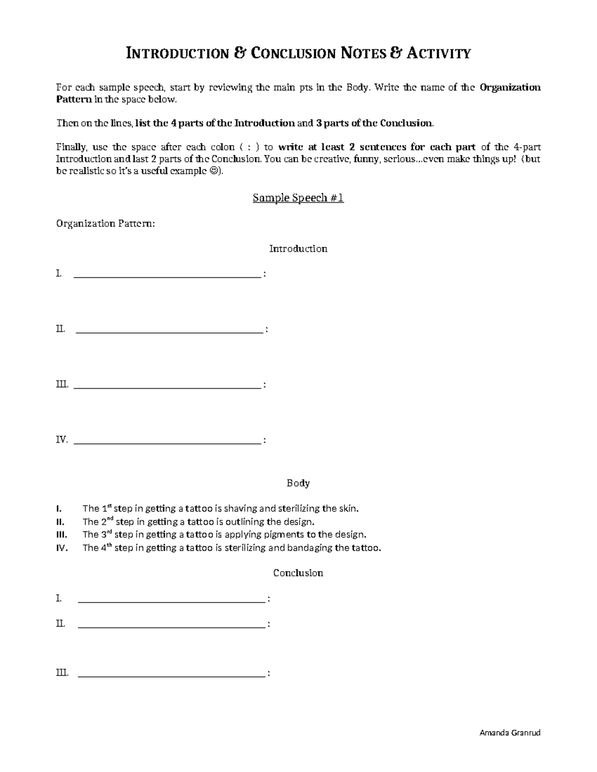 Speech Structure: Intros, Conclusions & Transitions Analysis - Studocu