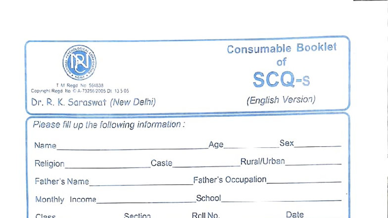 Self Concept Questionnaire (SCQ) - English Version - Studocu