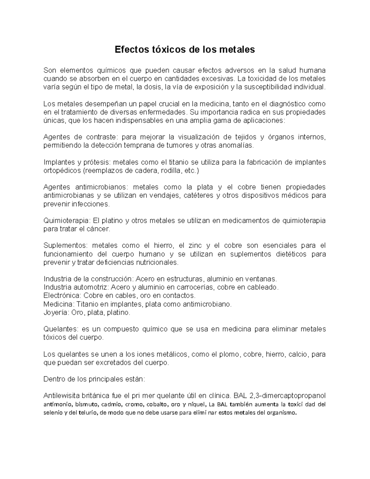 Efectos Tóxicos de los Metales en Salud y Medicina: Un Estudio Completo ...