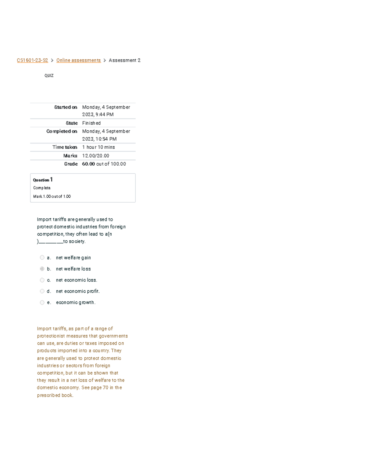 CS1601-23-S2 Assessment 2 Review for Semester 2 Attempt 1 - Studocu