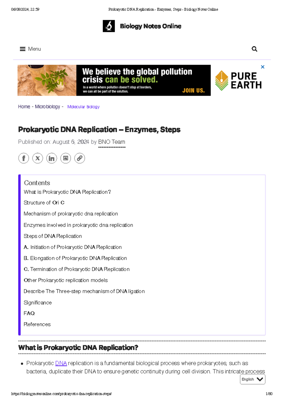 Prokaryotic DNA Replication: Enzymes & Steps - Biology Notes - Studocu