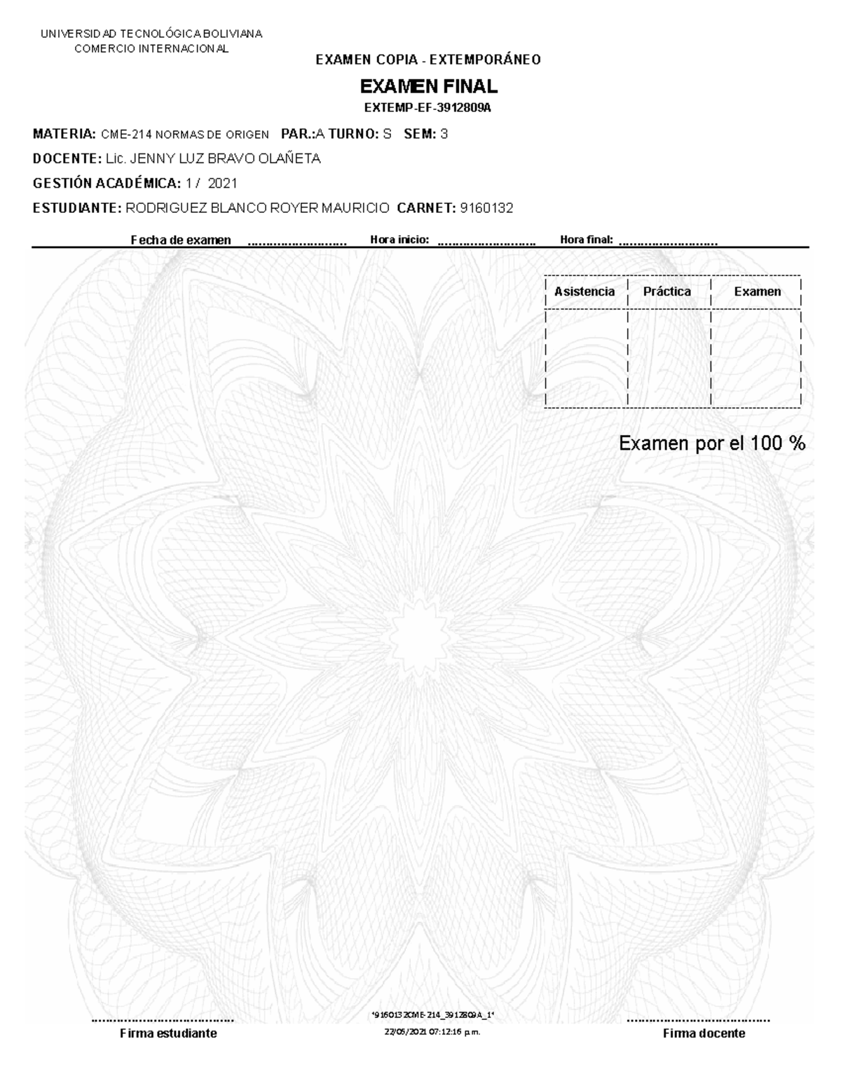 Hoja De Examen Extemp Copia normas - COMERCIO INTERNACIONAL UNIVERSIDAD ...