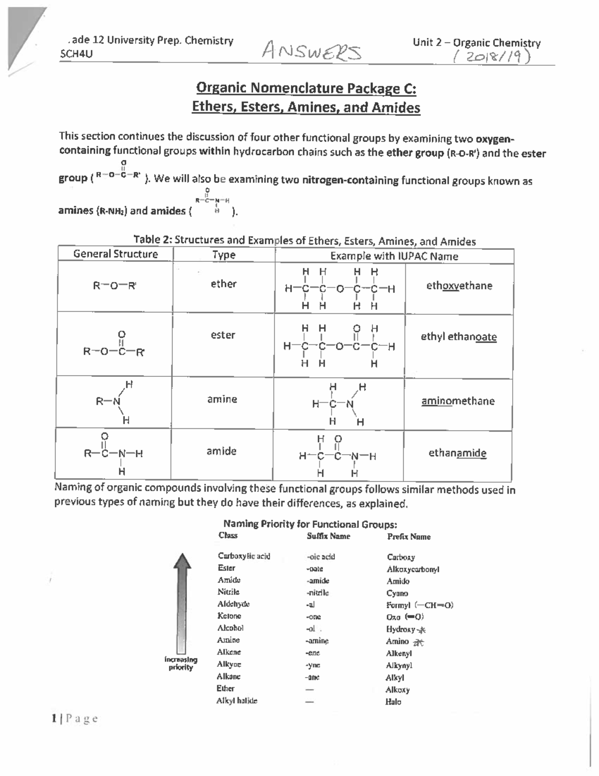 Organic Nomenclature: Ethers, Esters, Amines & Amides Solutions - Studocu